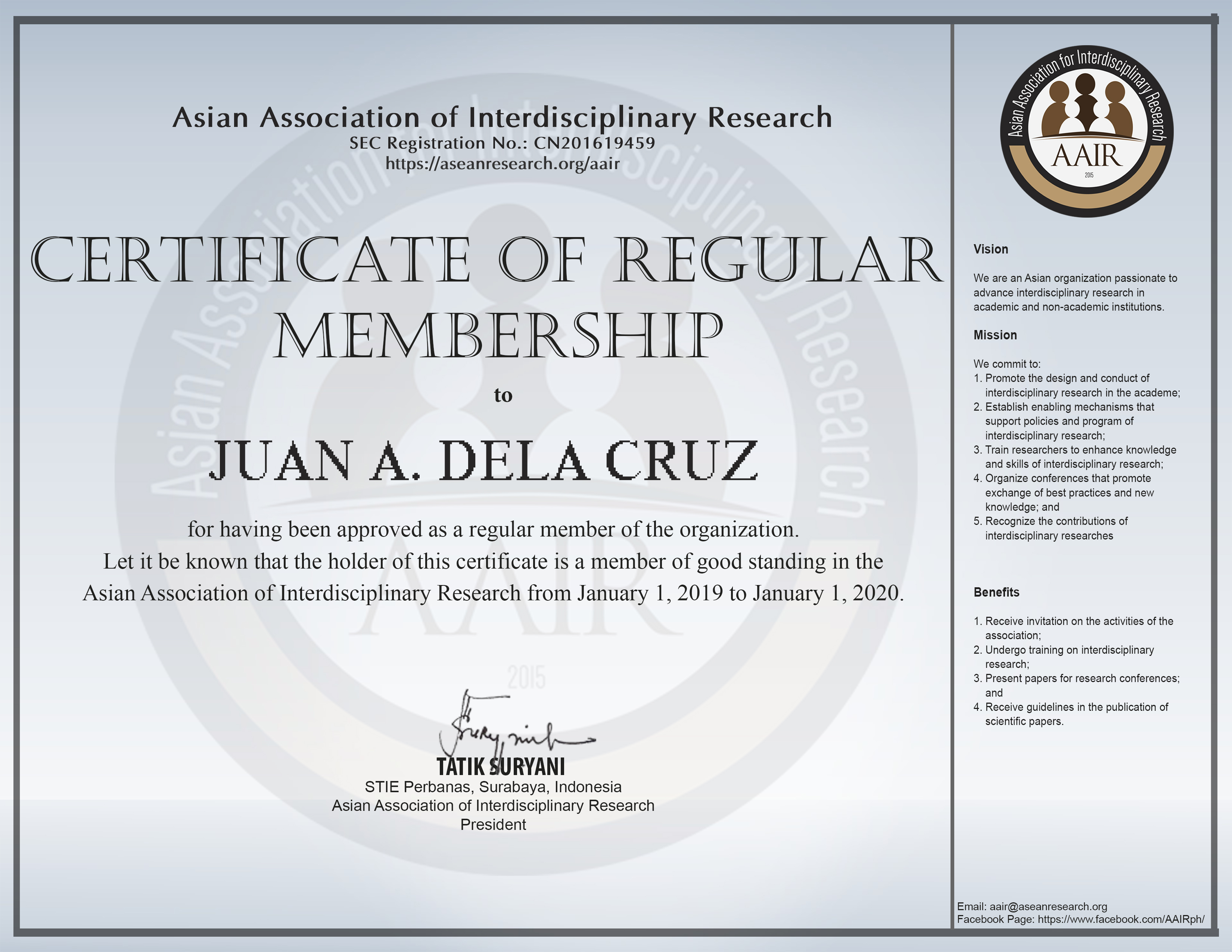 Asean Research Organization - Membership