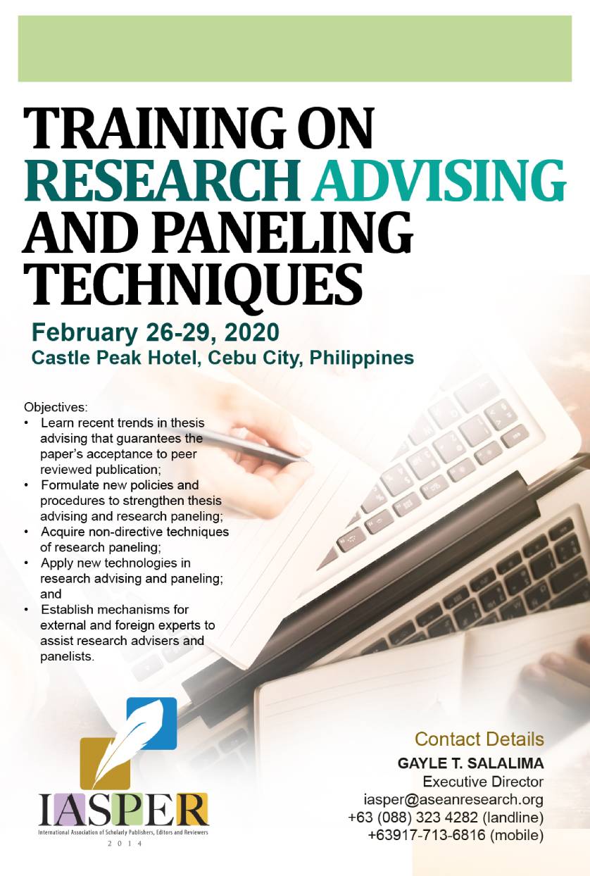 Asean Research Organization - TRAINING-WORKSHOP ON RESEARCH ADVISING ...